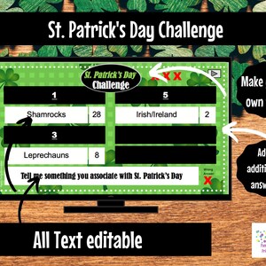 St Patricks Day Challenge Game, Editable Powerpoint, St Pats Party Game ...