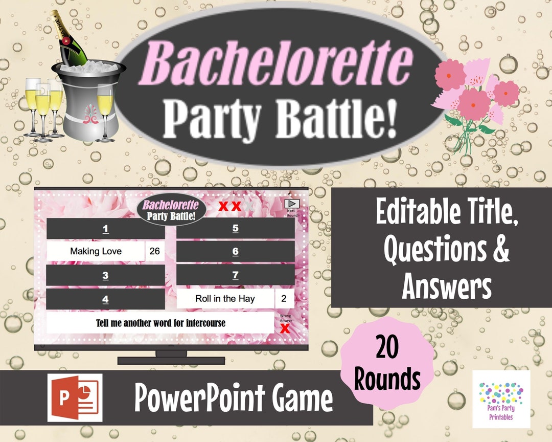 Bachelorette Party Battle Naughty Bridal Shower, Editable Powerpoint ...