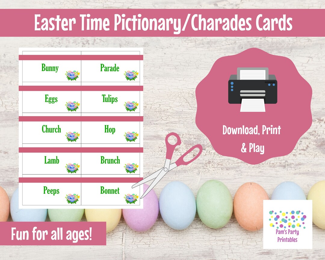 Printable Spring/easter Game Cards for Pictionary, Charades, Easter ...