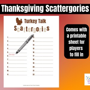 Thanksgiving Scattergories Powerpoint Game Halloween Themed Word Game ...
