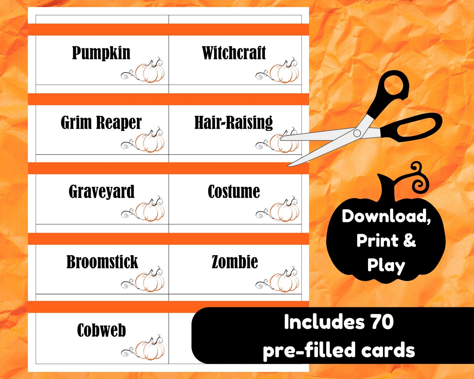 Halloween Pictionary and Charades Spooky Printable Game Cards Editable ...