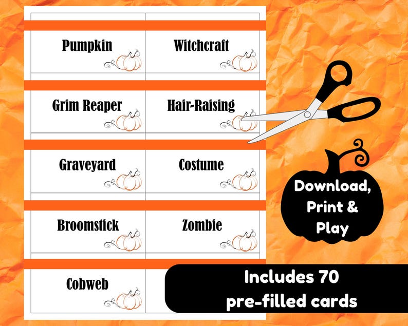 Halloween Pictionary and Charades Spooky Printable Game Cards Editable ...
