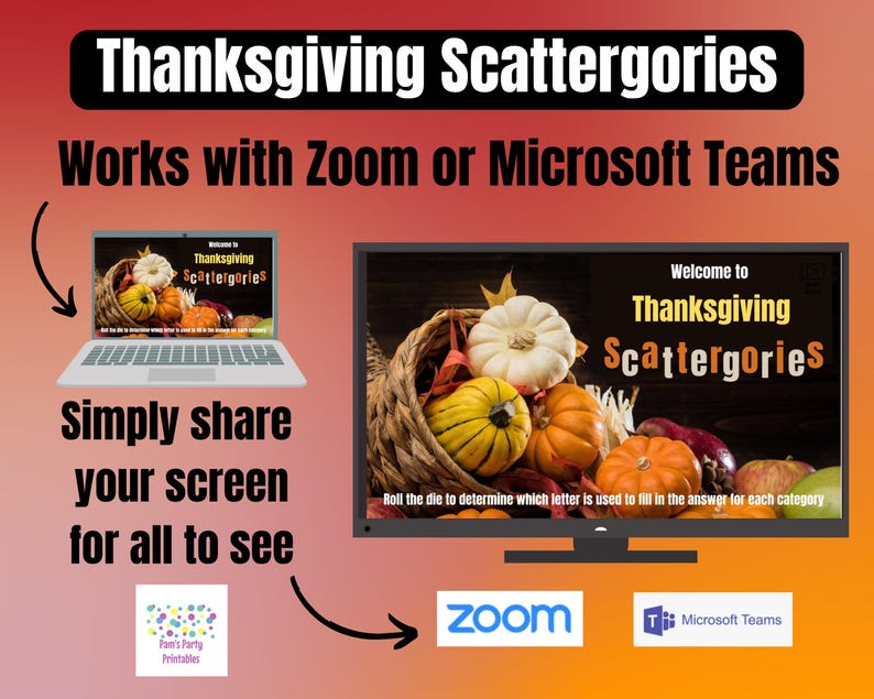 Thanksgiving Scattergories Powerpoint Game Halloween Themed Word Game ...