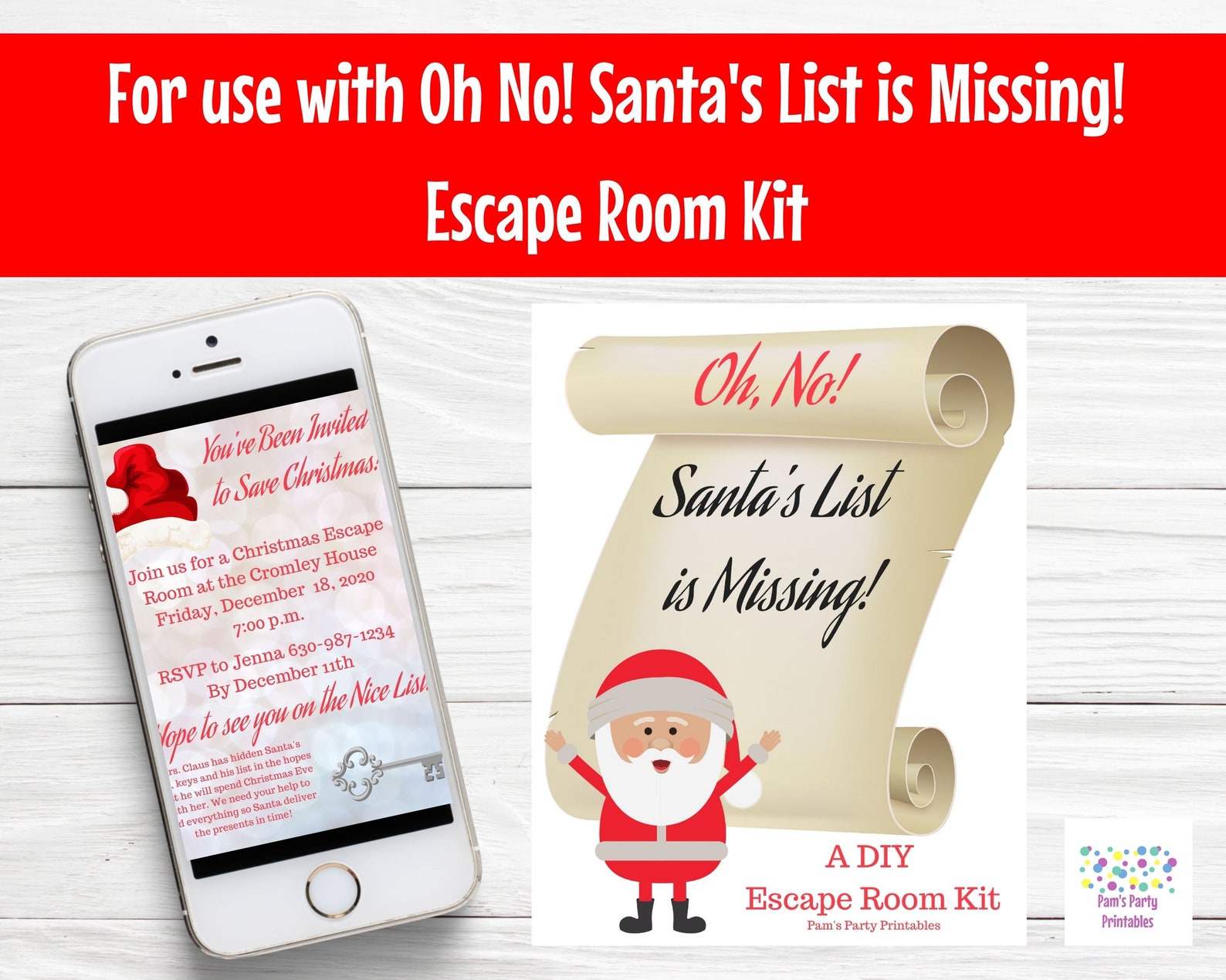 Digital Invitation for Oh No Santa's List is Missing A DIY Escape Room ...