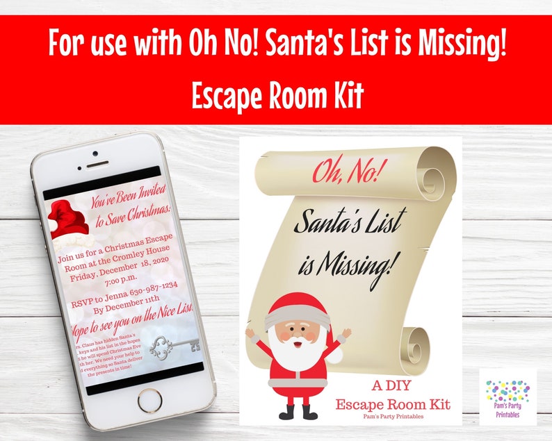 Digital Invitation for Oh No! Santa's List is Missing! - A DIY Escape ...