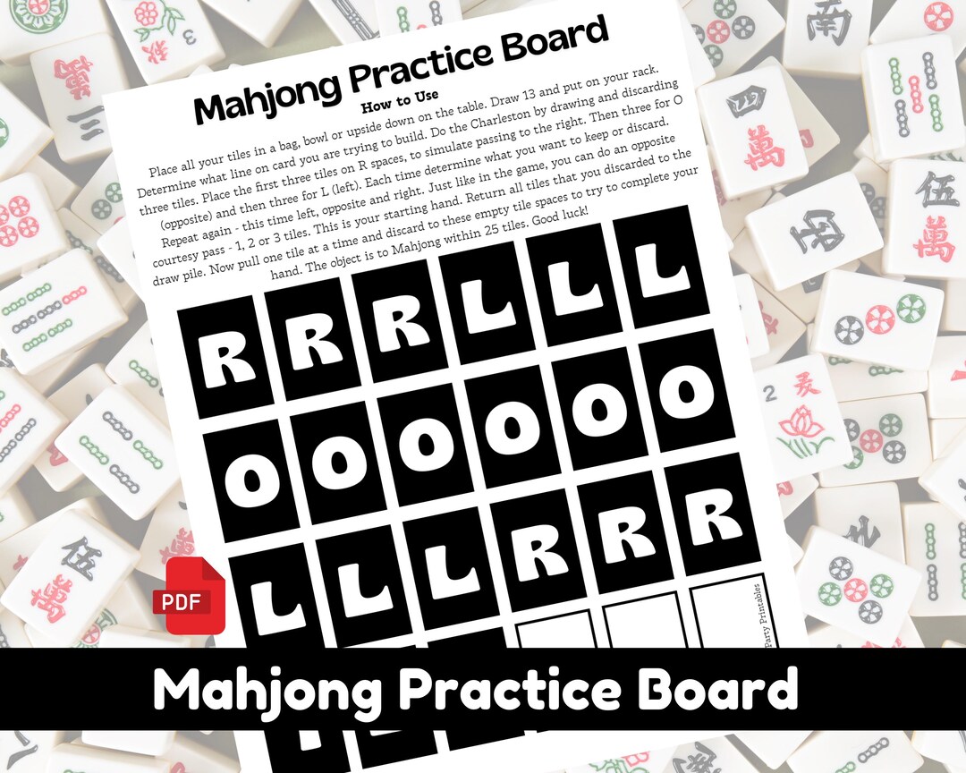 Mahjong Practice Board Printable for Mahjong Solo Practice Beginner ...