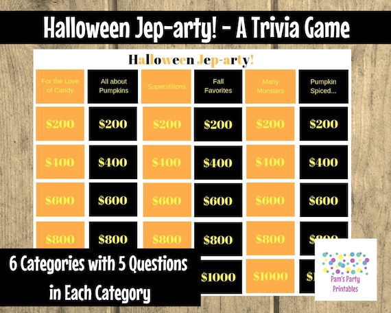 Halloween Jep-arty Printable Game, Halloween Trivia Game, Halloween ...