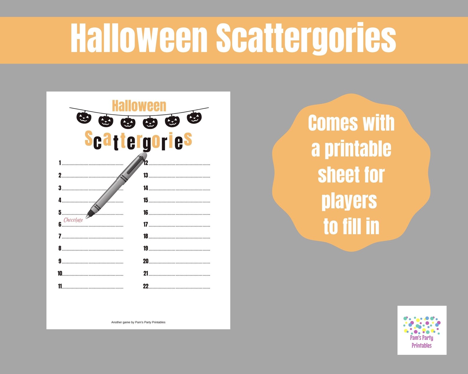 Halloween Scattergories Powerpoint Game Halloween Game Team - Etsy