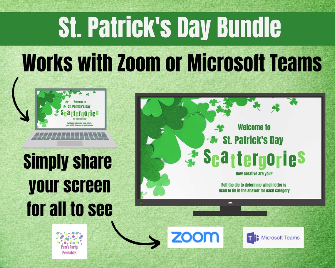 Virtual Bundle St. Patrick's Day Scattergories Powerpoint | Etsy