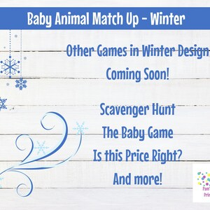 Winter Themed Baby Shower Baby Shower Baby Animal Match up Printable ...