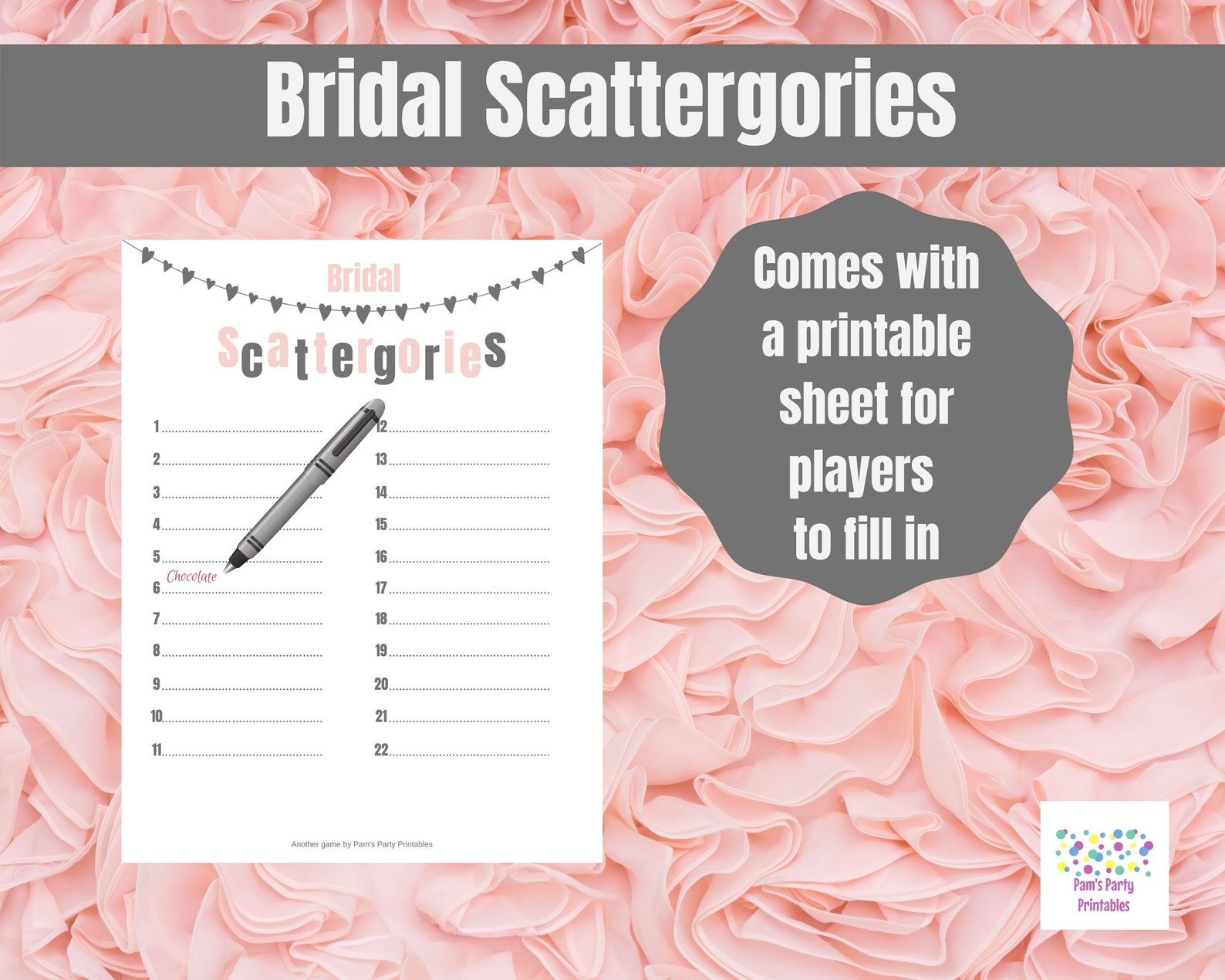 Virtual Game or in Person Bridal Wedding Scattergories | Etsy