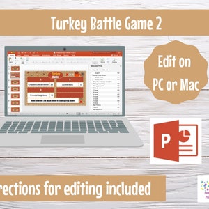 Turkey Battle Game 2, Editable Powerpoint, Thanksgiving Party Game ...