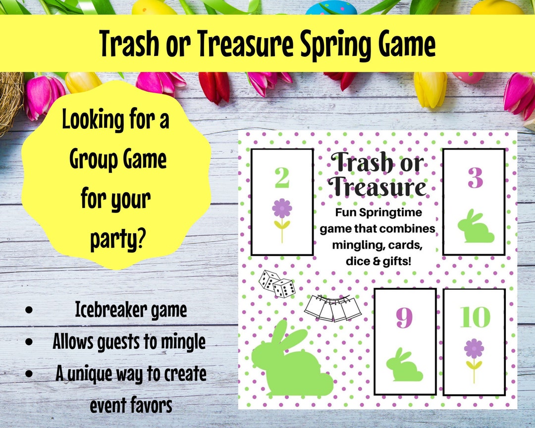 Springtime/easter Trash or Treasure Printable Dice & Card Game for ...