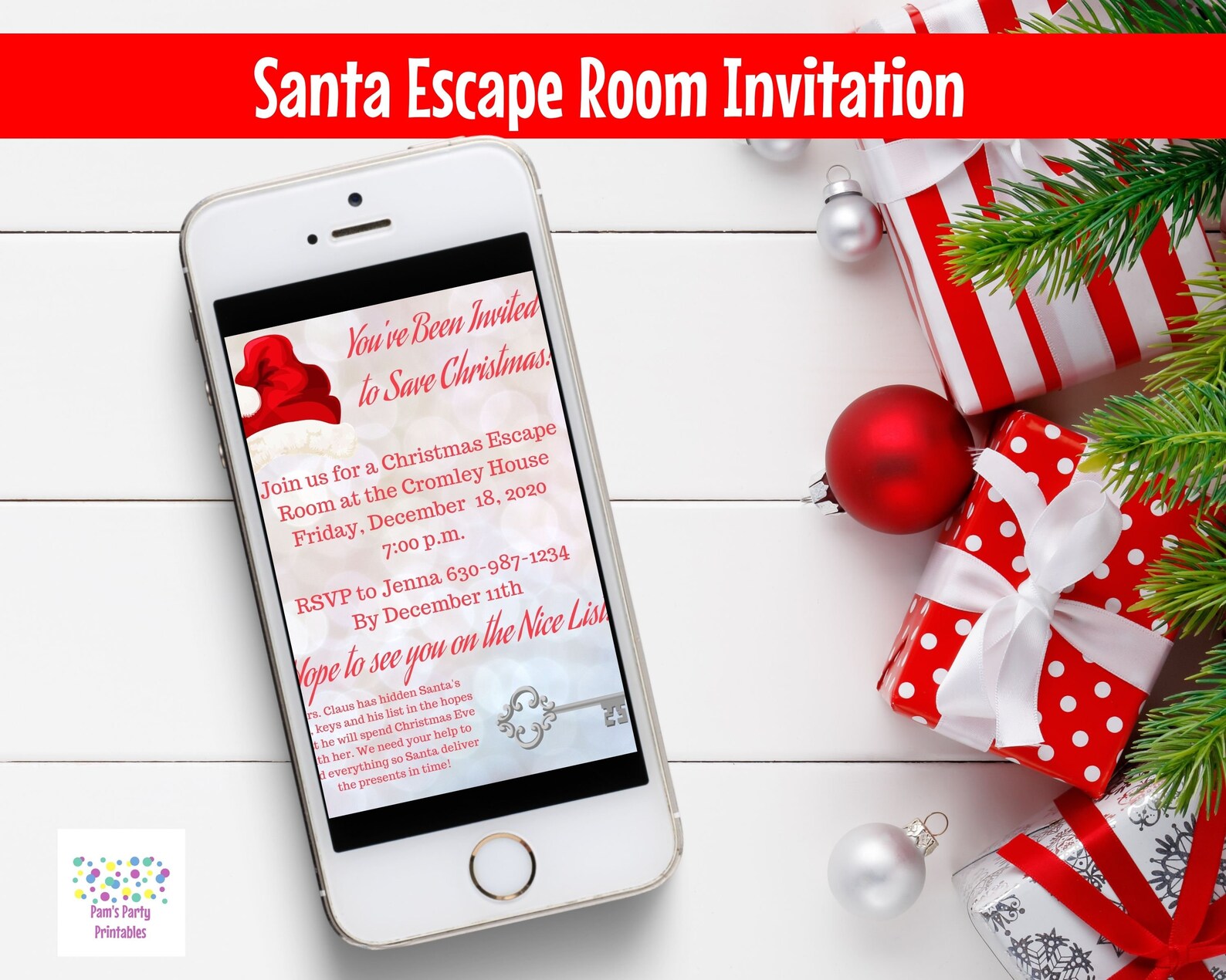 Digital Invitation for Oh No Santa's List is Missing A DIY Escape Room ...