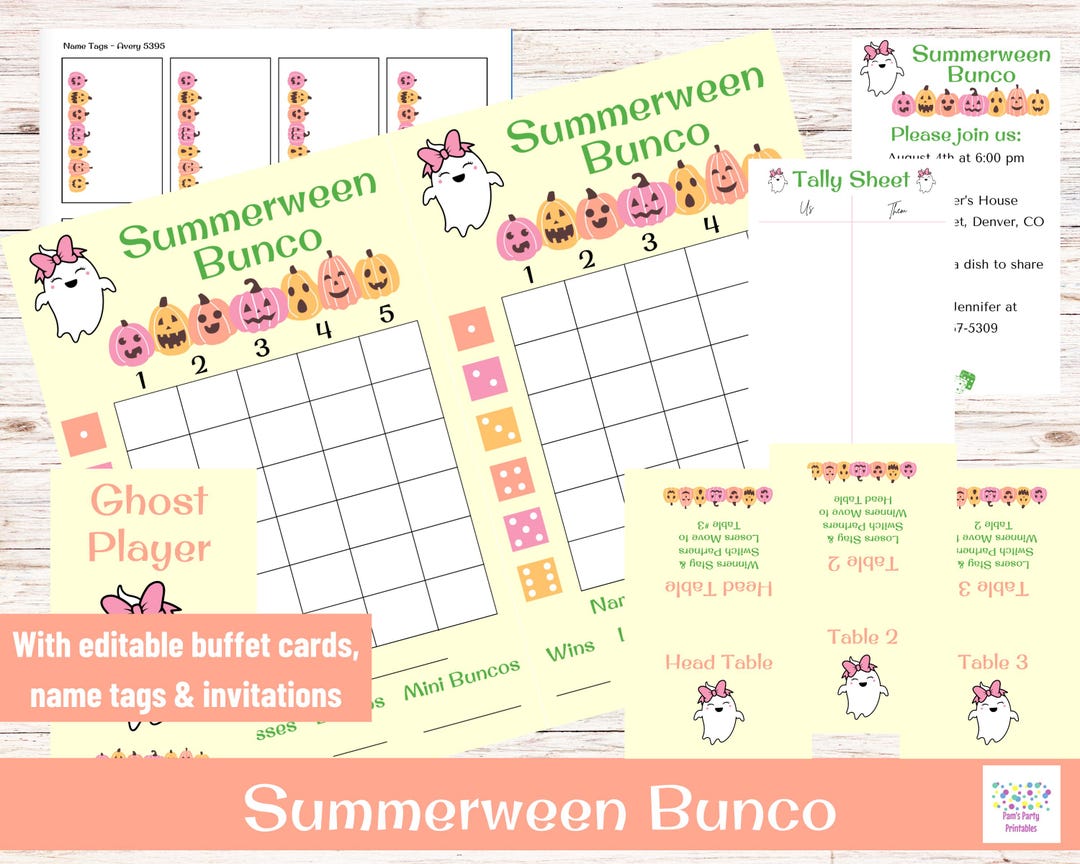 Summerween Bunco Score Sheets, Halloween Pastel Bunco Sheets, Summer ...