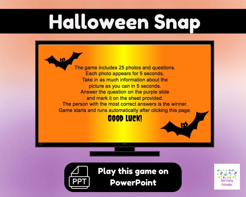 Halloween Snap Memory Game Halloween Theme Powerpoint Game for Teens or ...