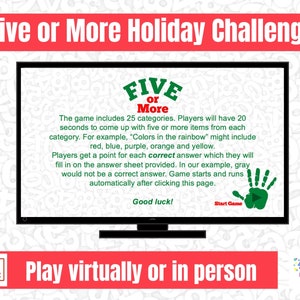 Virtual Holiday Game Five or More Challenge Powerpoint Game ...