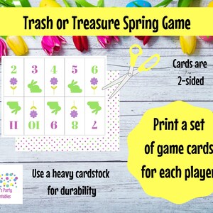 Springtime/easter Trash or Treasure Printable Dice & Card Game for ...