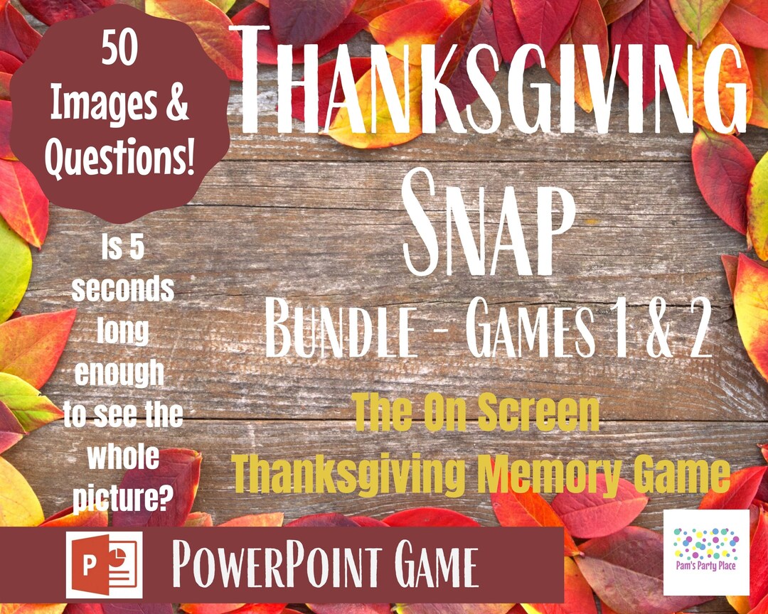 Thanksgiving Snap Game Bundle! Memory Game, Virtual Large Screen Game ...