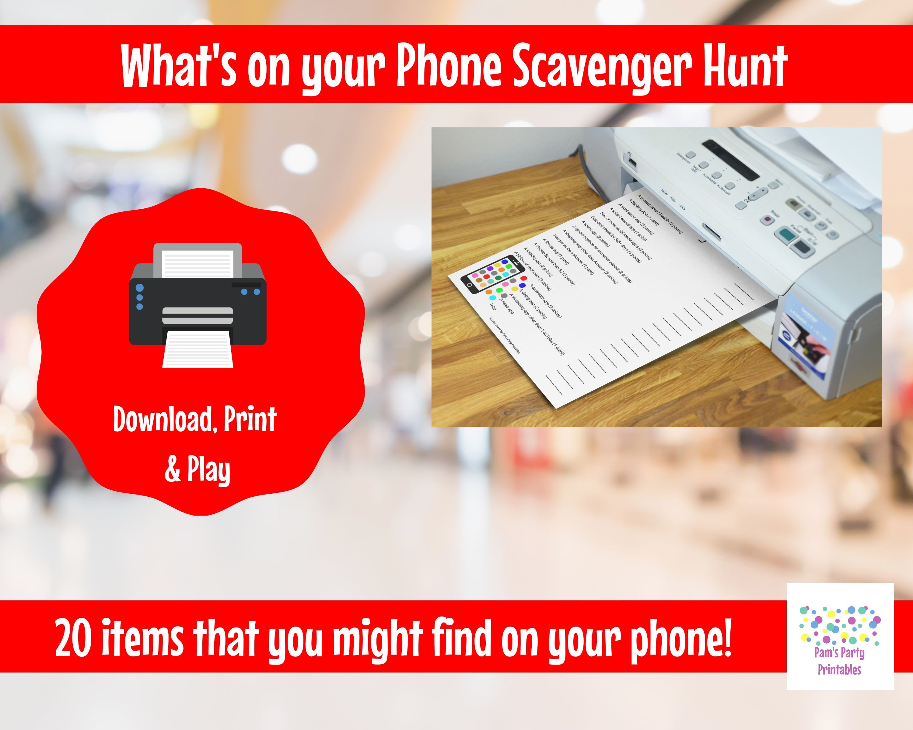 What's on Your Phone Scavenger Hunt Game. Editable PDF - Etsy Australia