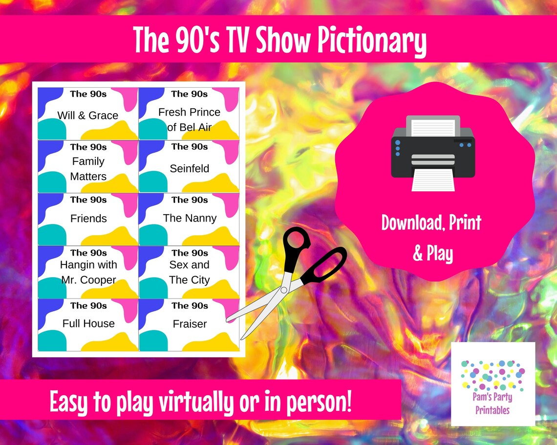 Printable 1990's TV Show Pictionary Charades the | Etsy