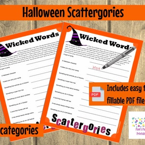 Halloween Scattergories. Halloween Word Game, Printable Game ...