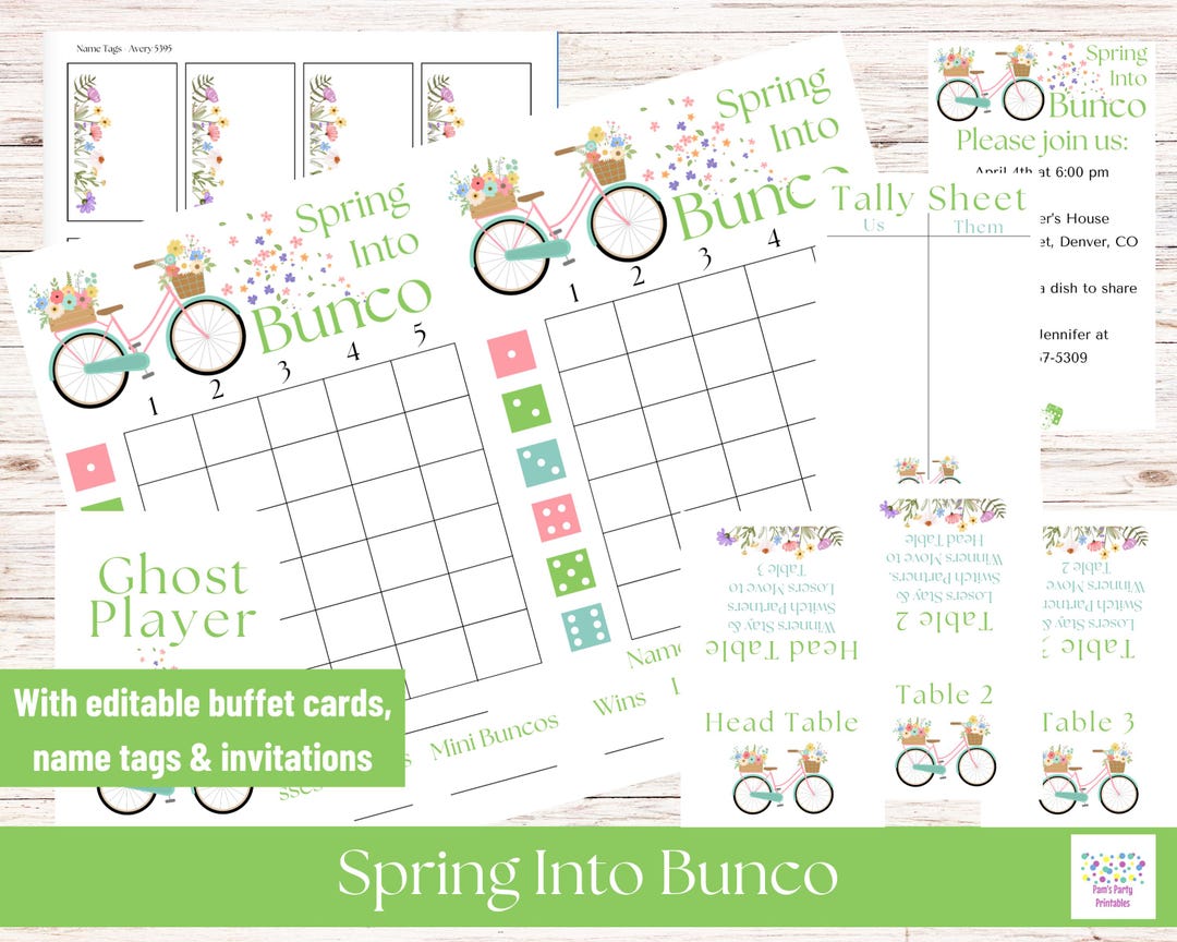 Spring Into Bunco Bunco Score Sheets, Flower Bunco Theme, Spring Bunco ...