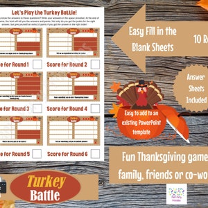Turkey Battle Game Show Printable Game 2, Thanksgiving Trivia Game ...