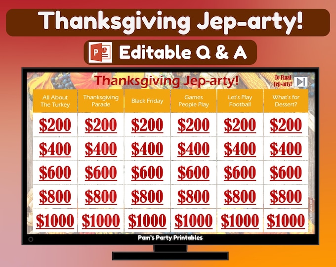 Thanksgiving Jeoparty W/ Working Scoreboard / Interactive / Digital ...