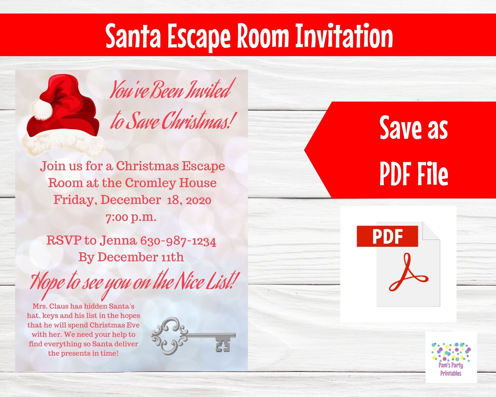 Digital Invitation for Oh No! Santa's List is Missing! - A DIY Escape ...