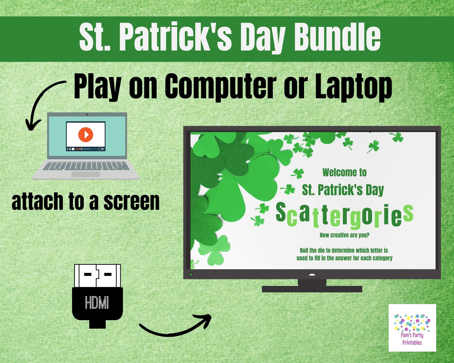 Virtual Bundle St. Patrick's Day Scattergories Powerpoint | Etsy