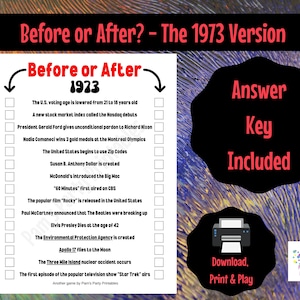 1973 Before or After Game - 50th Birthday, 50th Anniversary, Class of ...