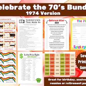 1974 Bundle of Games - 50th Birthday, 50th Anniversary, Class of 1974 ...