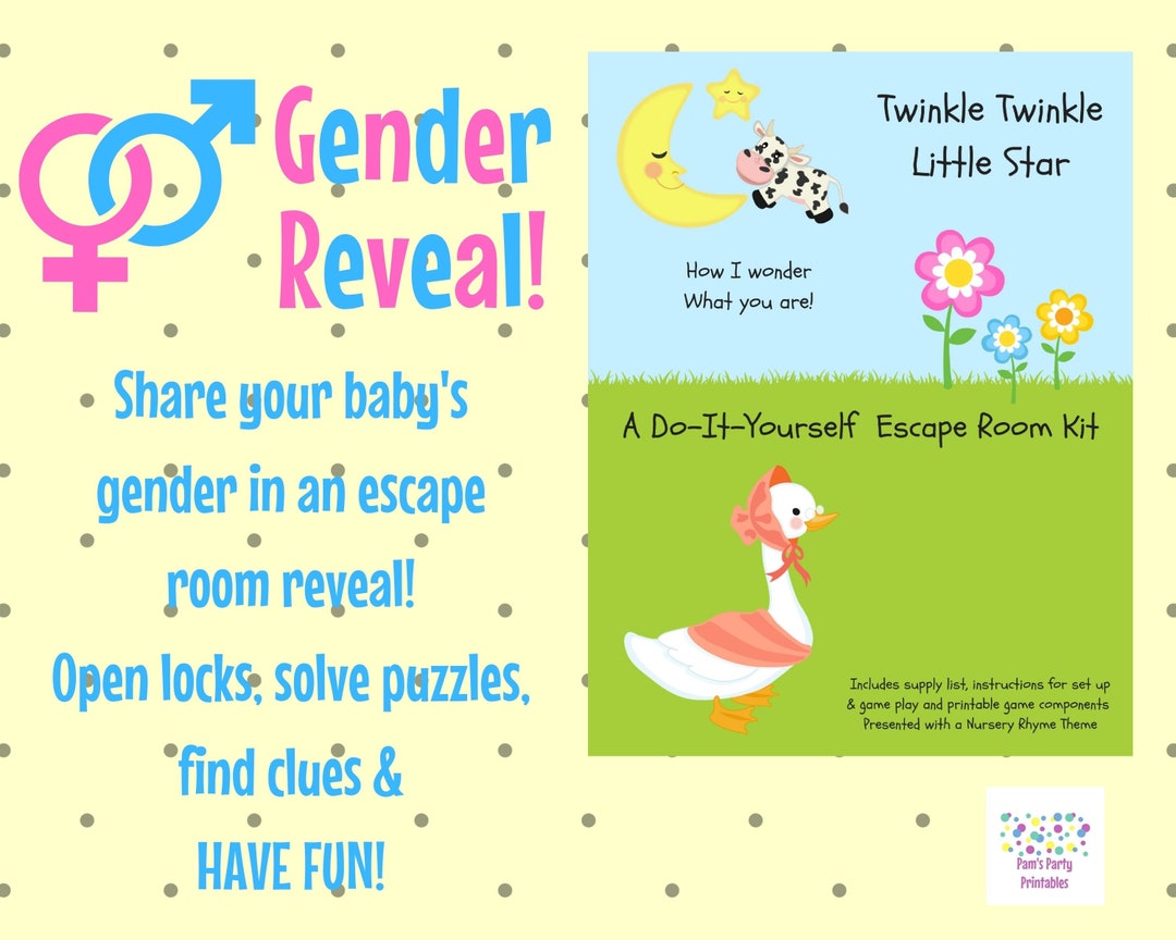 Twinkle Twinkle Nursery Rhyme DIY Escape Room Game, Gender Reveal ...