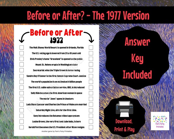 1977 Before or After Game - 45th birthday, 45th Anniversary, Class of ...