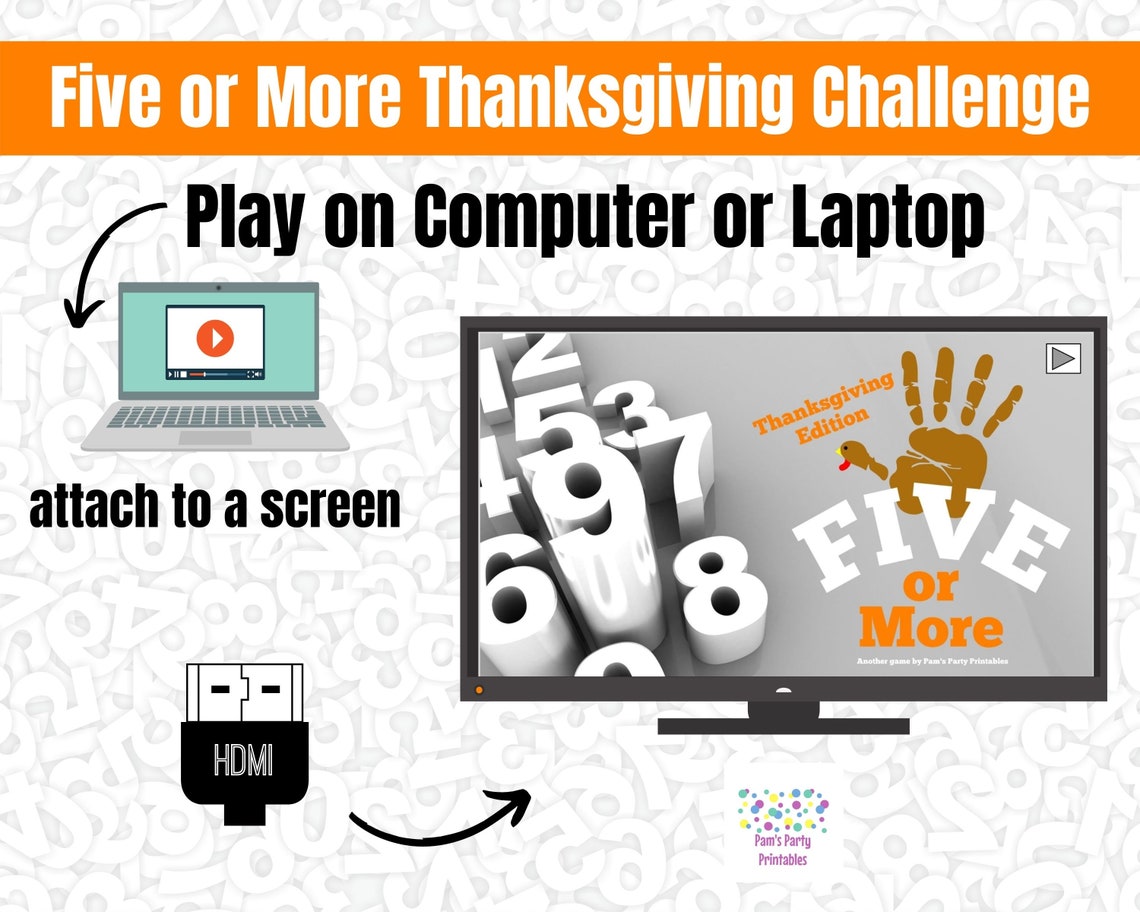 Thanksgiving Five or More Challenge Game Friendsgiving Game - Etsy