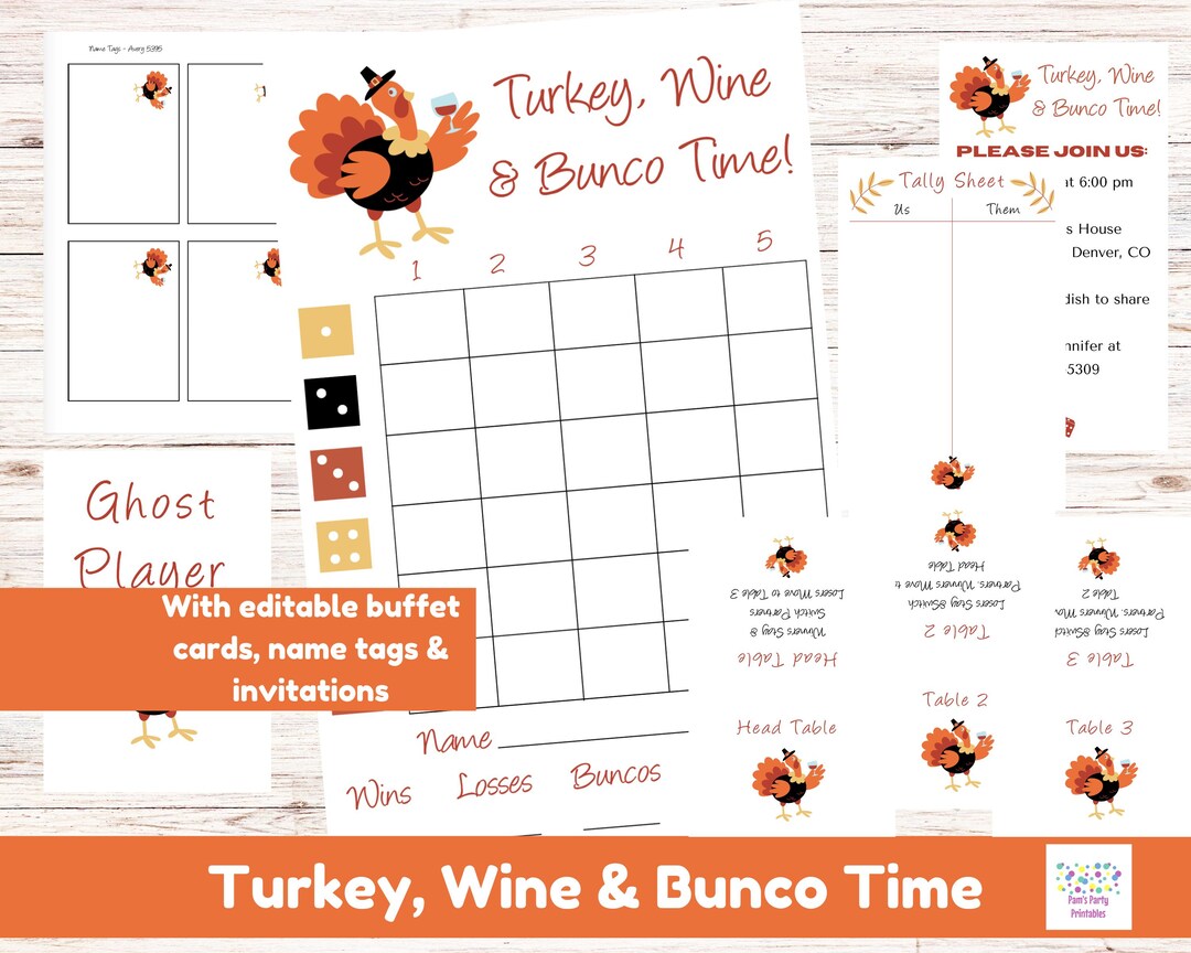 Bunco Sheets Thanksgiving Theme Bunco, November Bunco Score Sheets ...