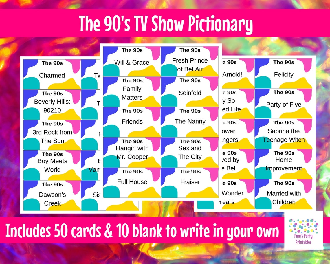 Printable 1990's TV Show Pictionary Charades the | Etsy