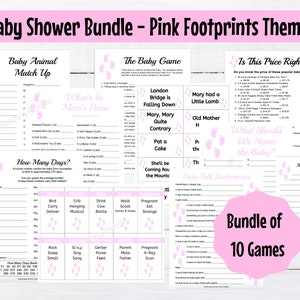 It's A Girl, Pink Footprints Theme Baby Shower Game Bundle, Scavenger ...