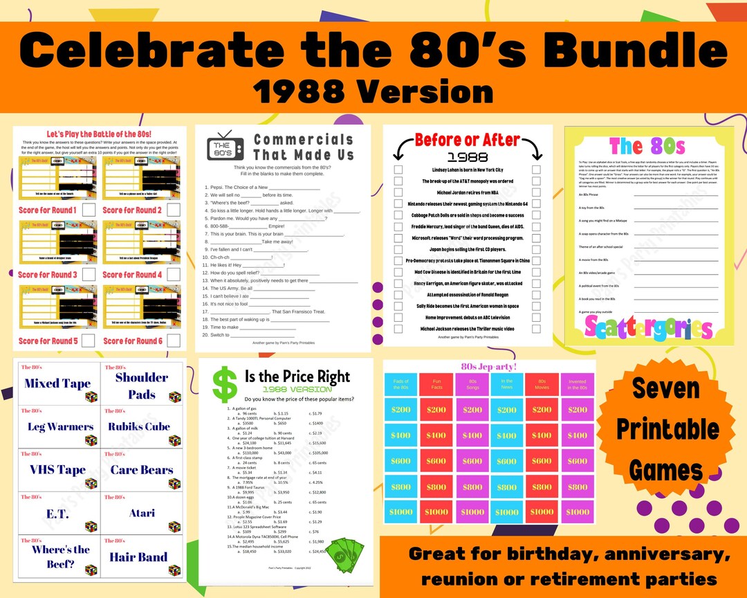1988 Bundle of Games - 37th Birthday, 37th Anniversary, Class of 1988 ...