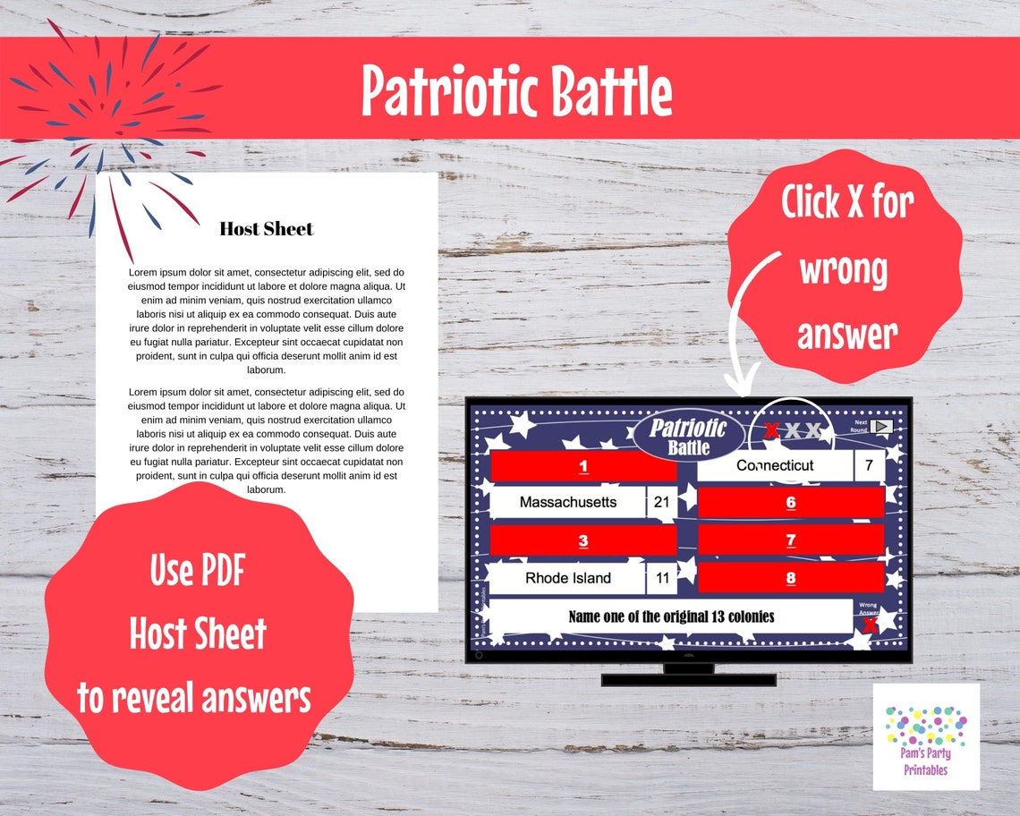 Virtual Game Patriotic Battle for 4th of July Memorial Day | Etsy