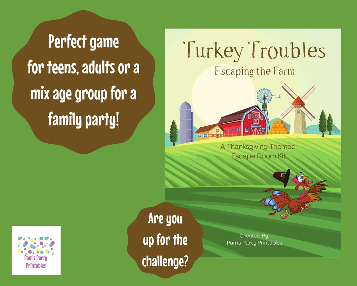 Turkey Troubles A DIY Escape Room Kit Thanksgiving Game | Etsy