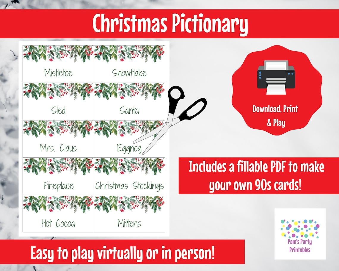 Christmas Pictionary Game Cards. Christmas Charades or Drawing - Etsy