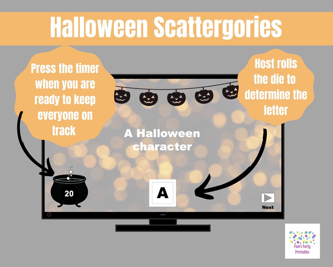 Halloween Scattergories Powerpoint Game Halloween Game Team | Etsy