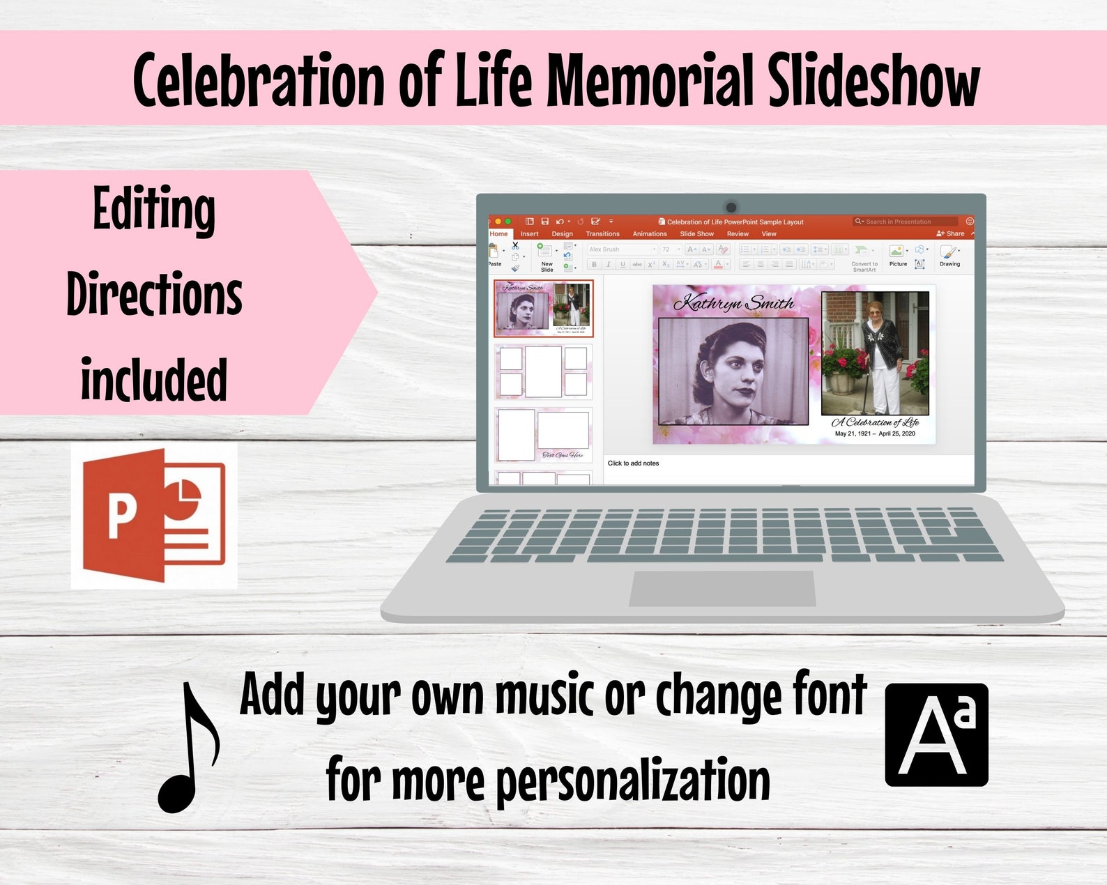 DIY Celebration of Life Slideshow Funeral Slideshow Template - Etsy
