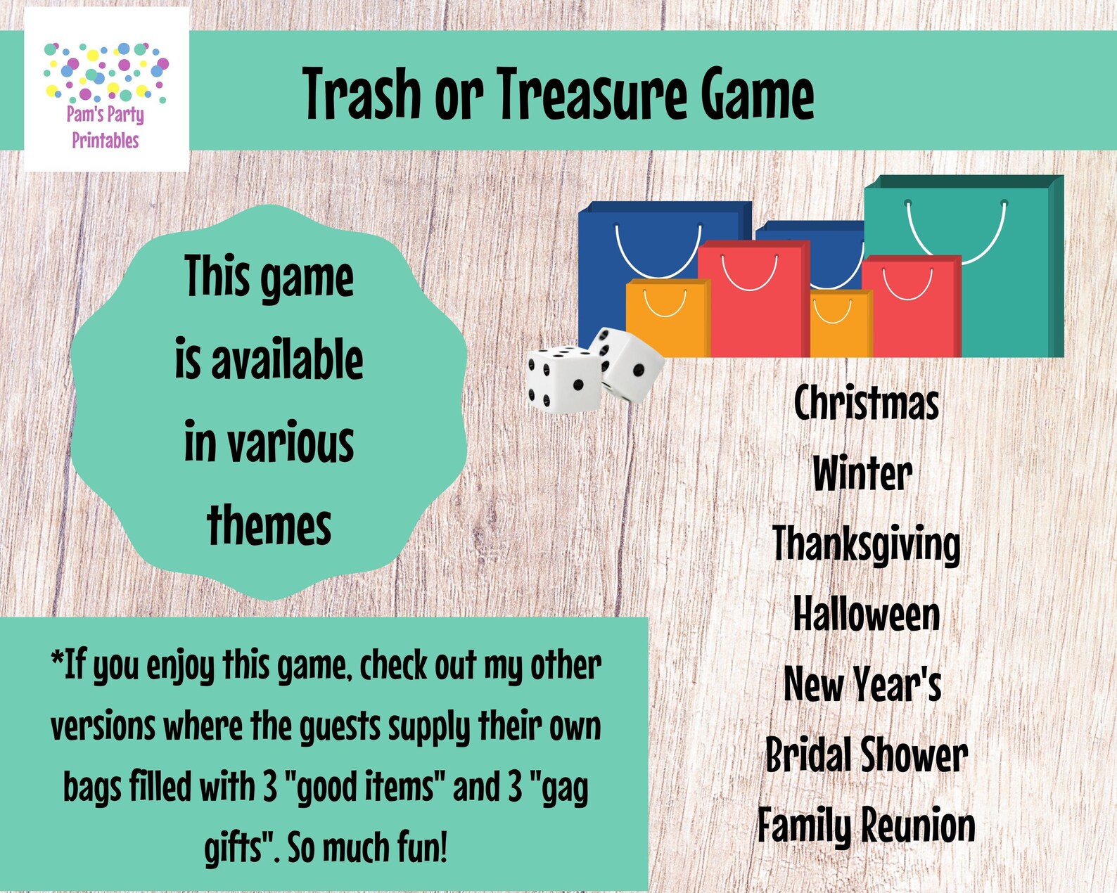 Baby Shower Trash or Treasure Printable Dice & Card Game for | Etsy