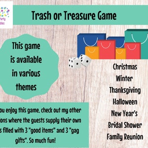 Baby Shower Trash or Treasure, Printable Dice & Card Game for Large ...