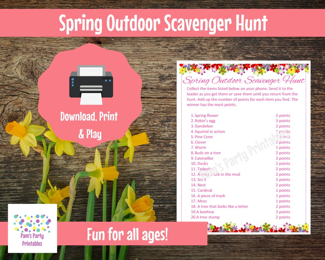 Spring Outdoor Scavenger Hunt - Printable - Photo Scavenger Hunt, Phone ...