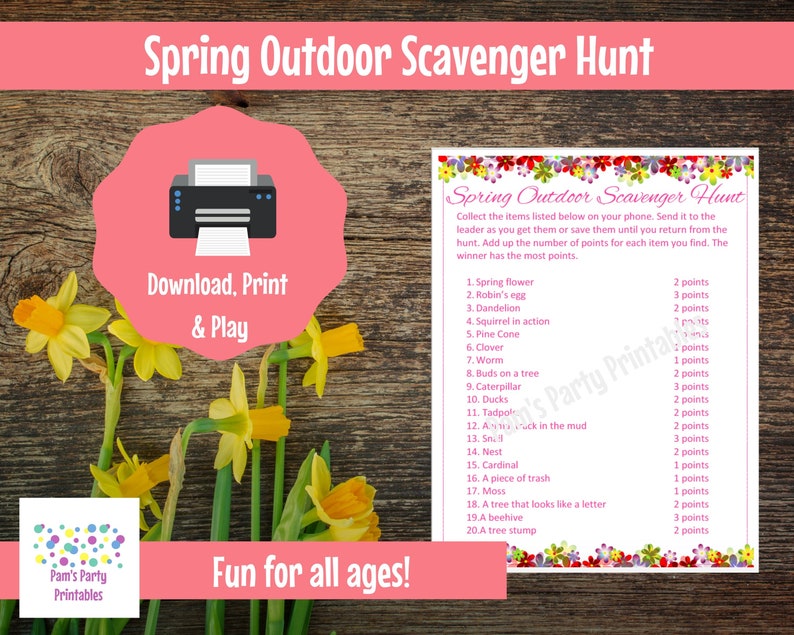 Spring Outdoor Scavenger Hunt Printable Photo Scavenger Hunt, Phone ...
