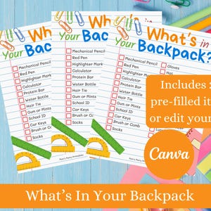 What's in Your Backpack Game: Classroom Icebreaker, Printable Canva ...